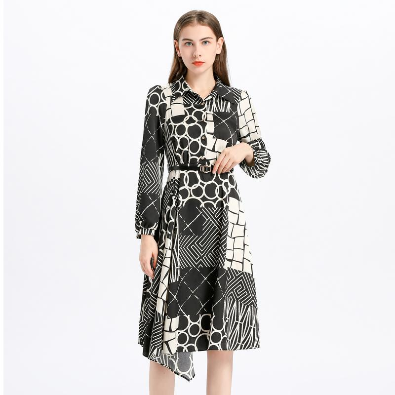 Irregular pattern waist dress